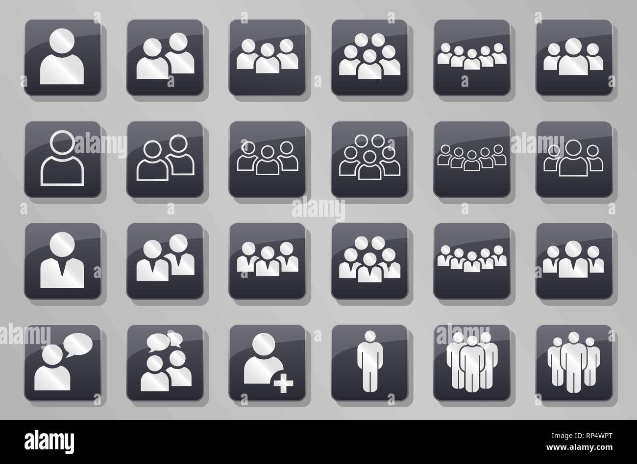 Collection of 24 different person and team buttons Stock Vector Image ...