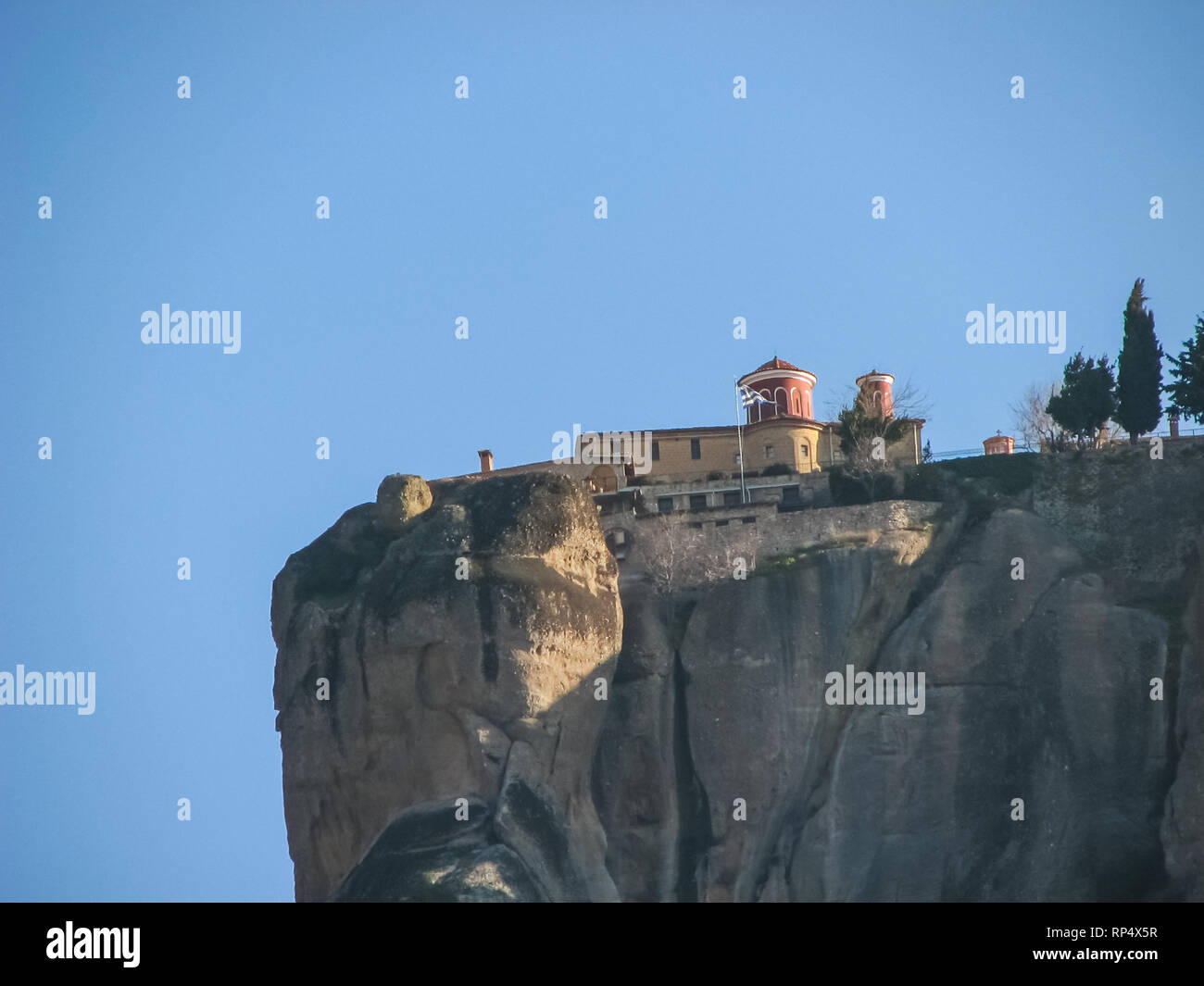 Meteora monasteries on the rocks in Greece, ancient architecture Stock ...