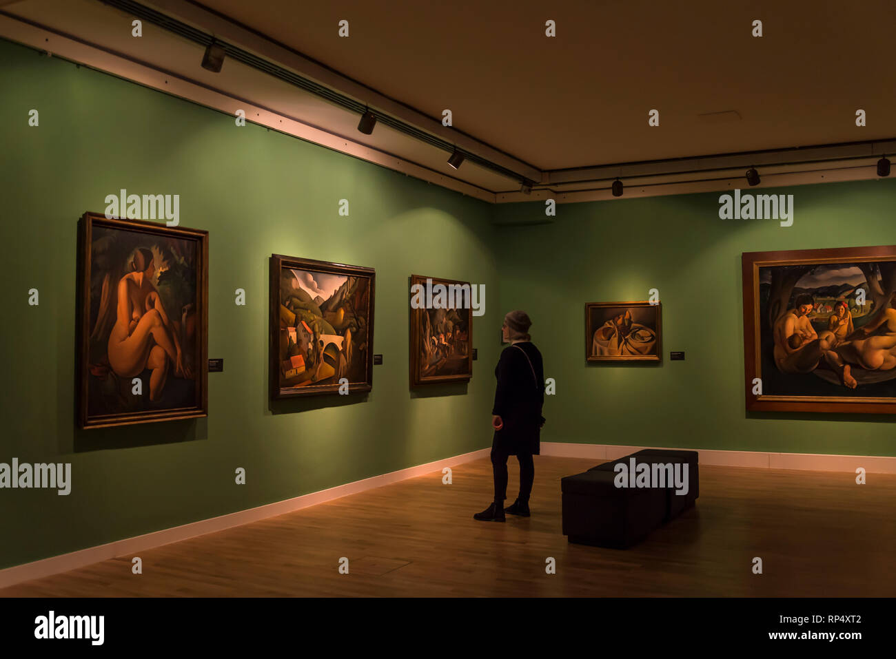 Woman looking at Paintings, Vladimir Becic retrospective exhibition ...