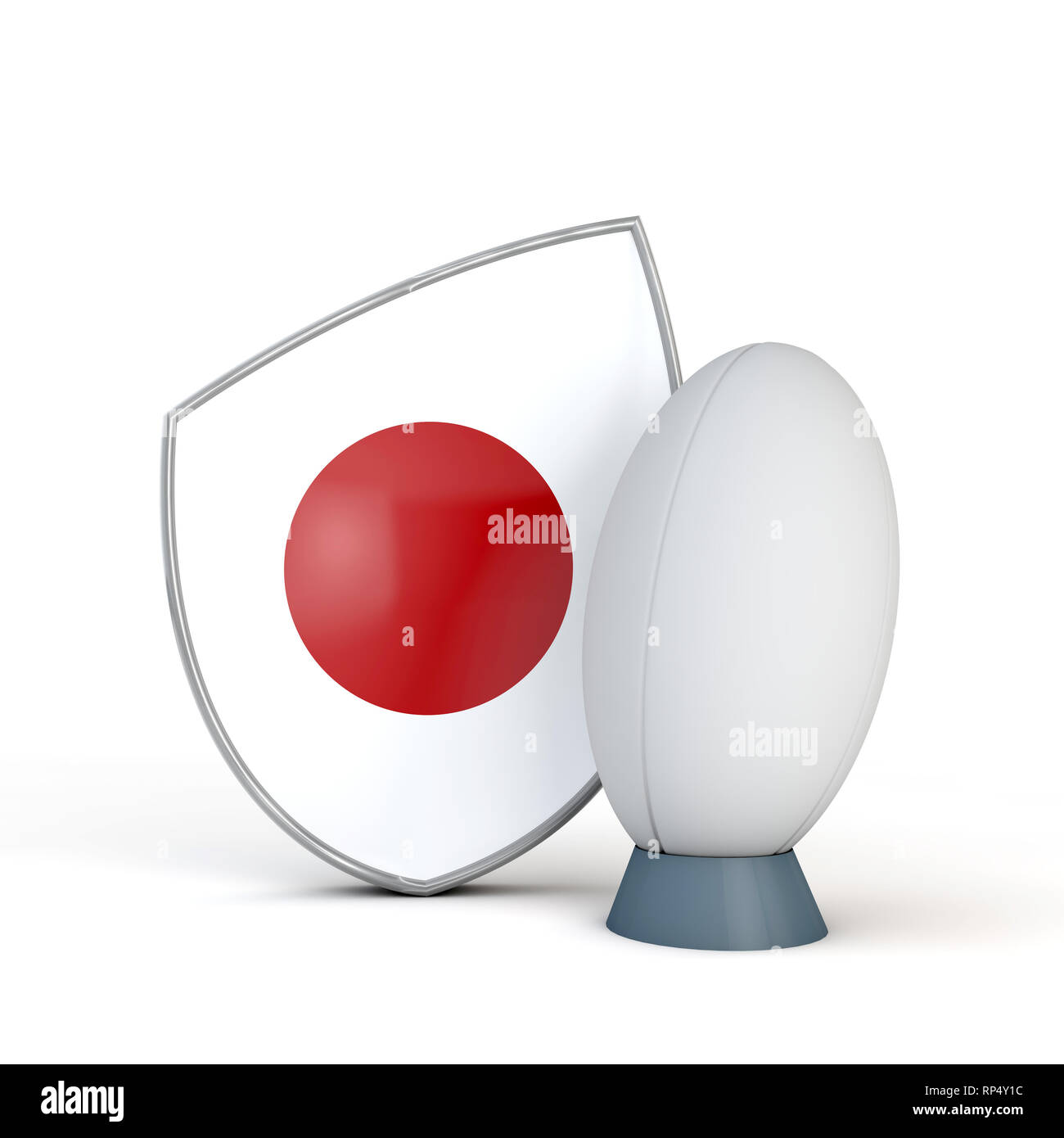 Japan rugby shield flag icon with rugby ball. 3D Render Stock Photo - Alamy