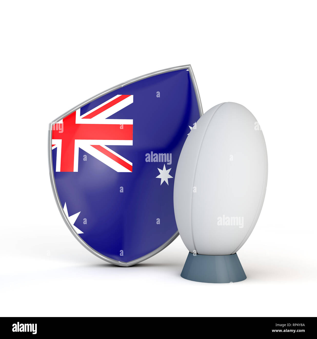Australia rugby shield flag icon with rugby ball. 3D Render Stock Photo ...