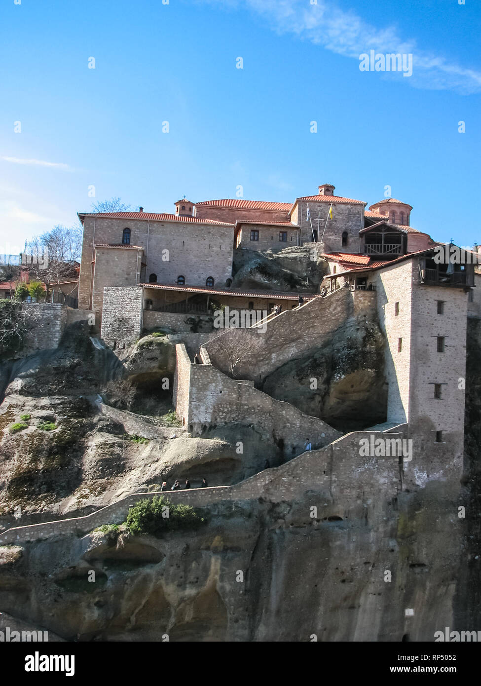Meteora monasteries on the rocks in Greece, ancient architecture Stock ...