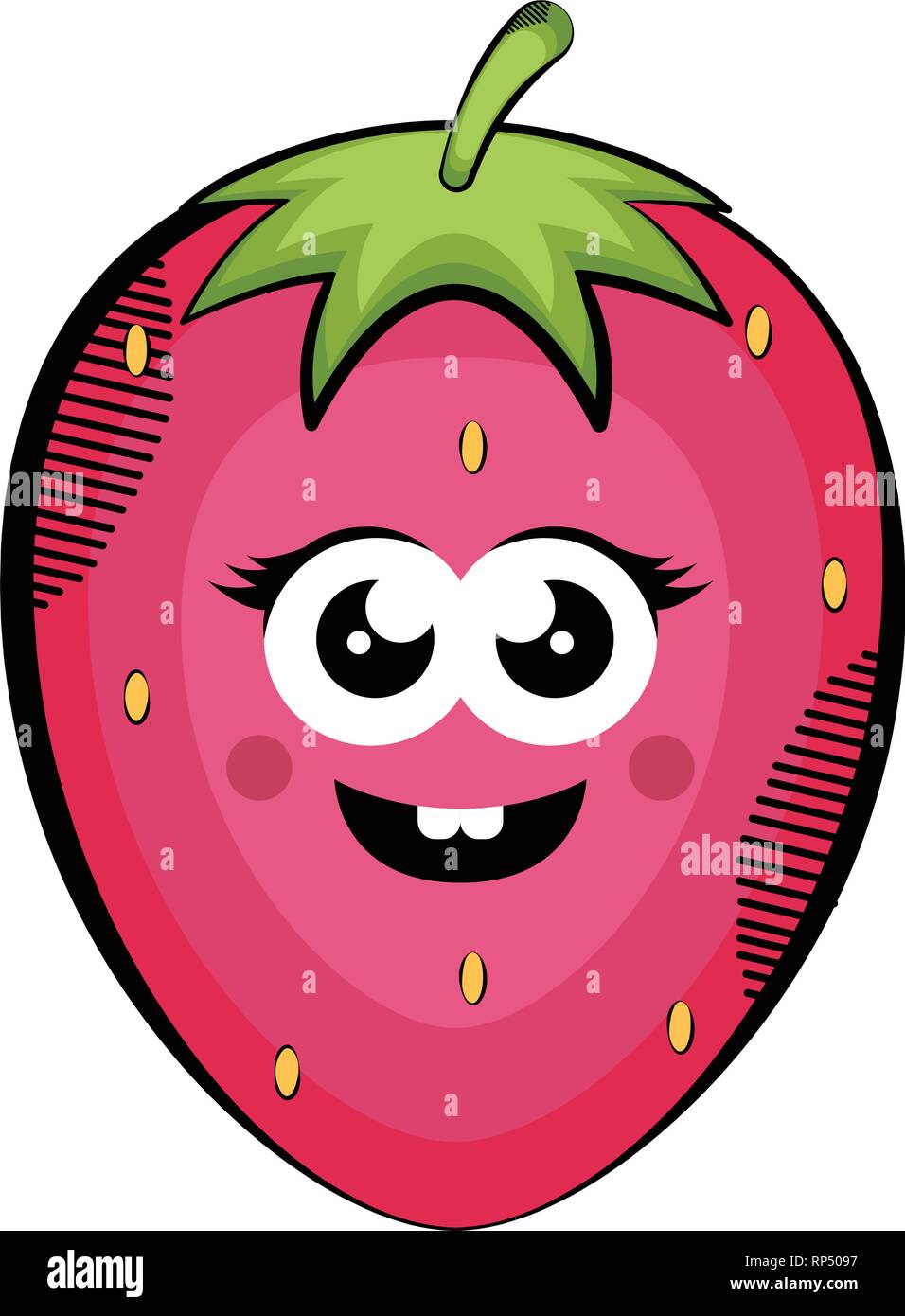 Happy strawberry cartoon. Colored sketch Stock Vector Image & Art - Alamy