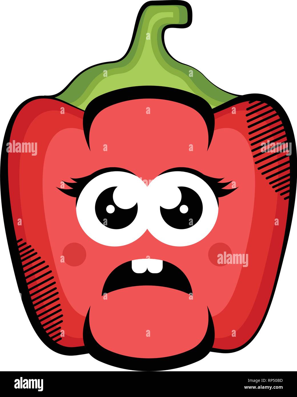 Sad red pepper cartoon. Colored sketch Stock Vector Image & Art - Alamy
