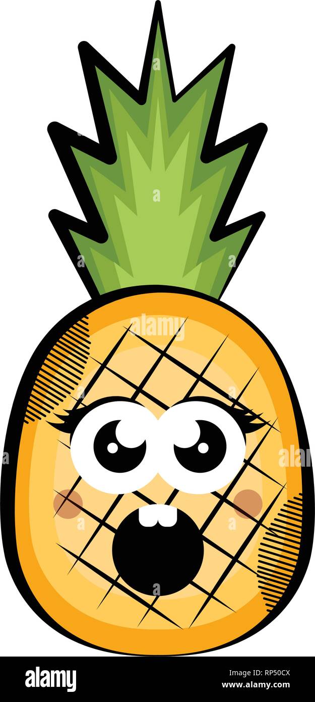 Scared pineapple cartoon. Colored sketch Stock Vector Image & Art - Alamy