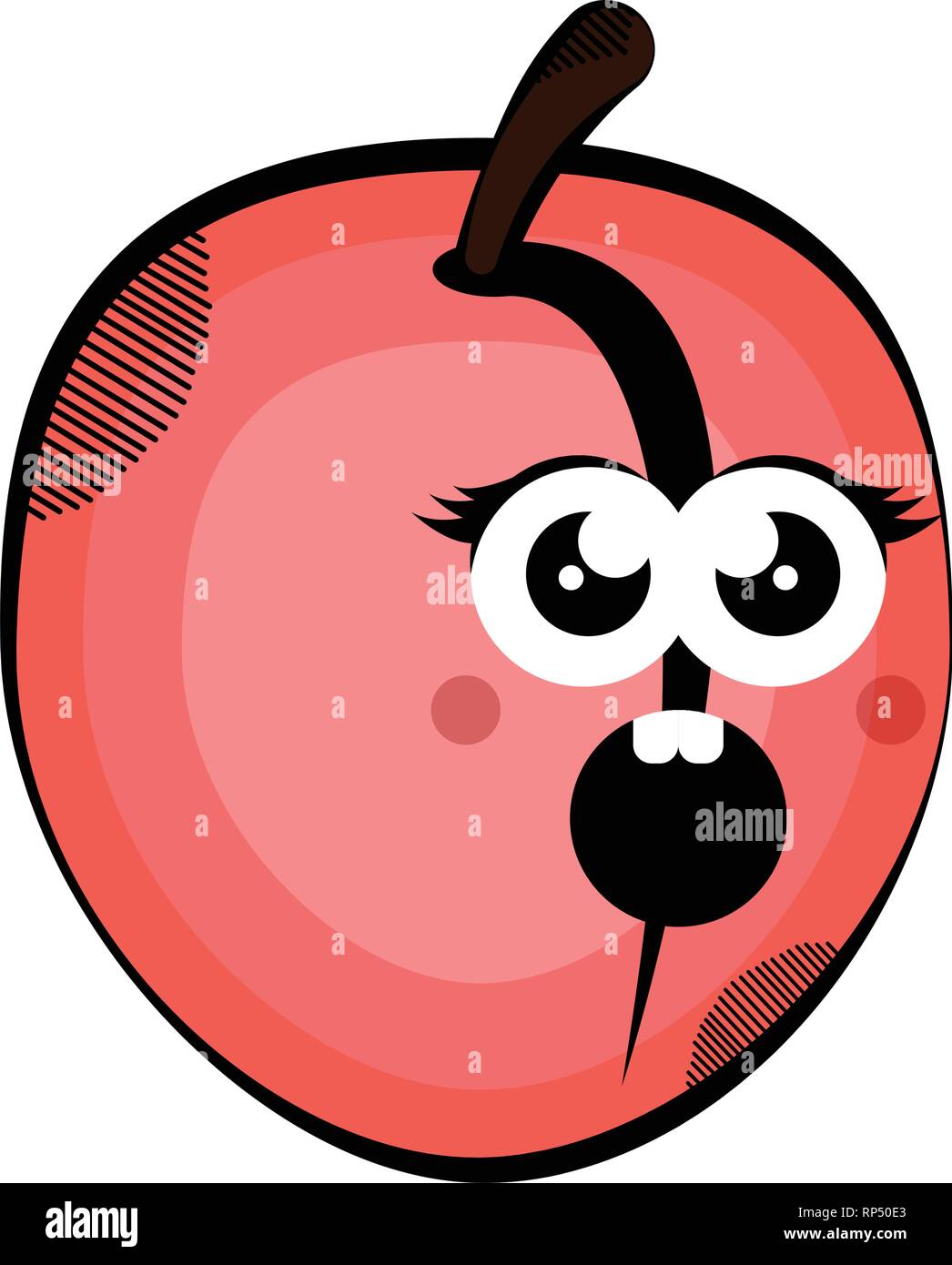 Scared peach cartoon. Colored sketch Stock Vector Image & Art - Alamy