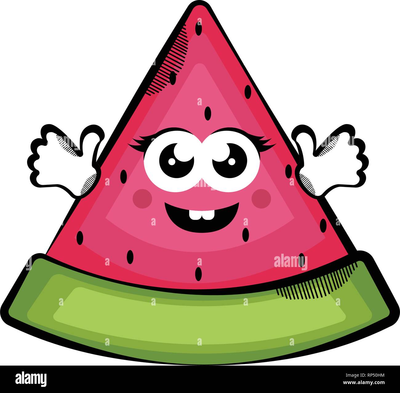 Happy cut watermelon cartoon. Colored sketch Stock Vector Image & Art ...