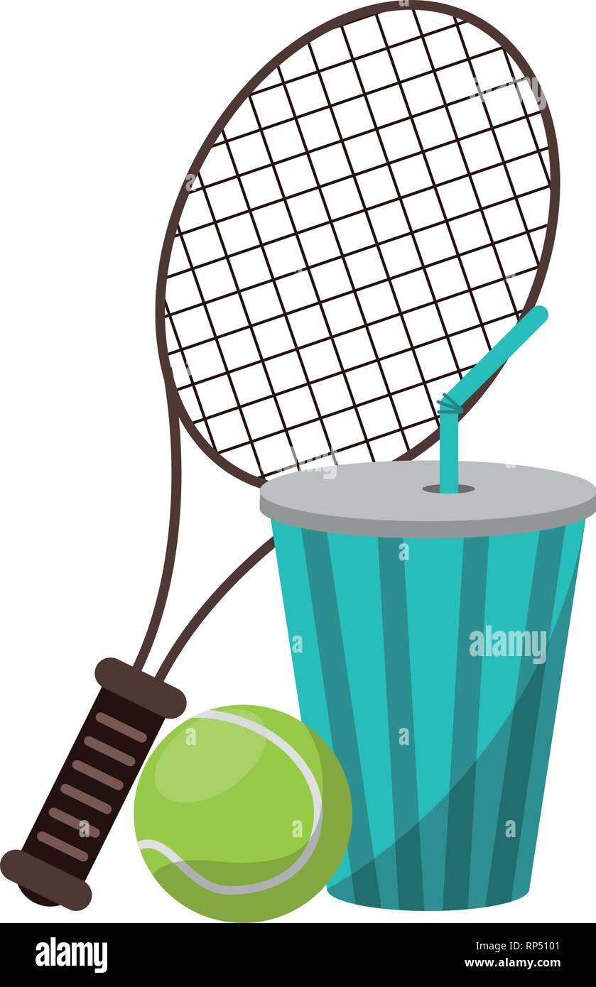 tennis racket soda cup and ball Stock Vector Image & Art - Alamy