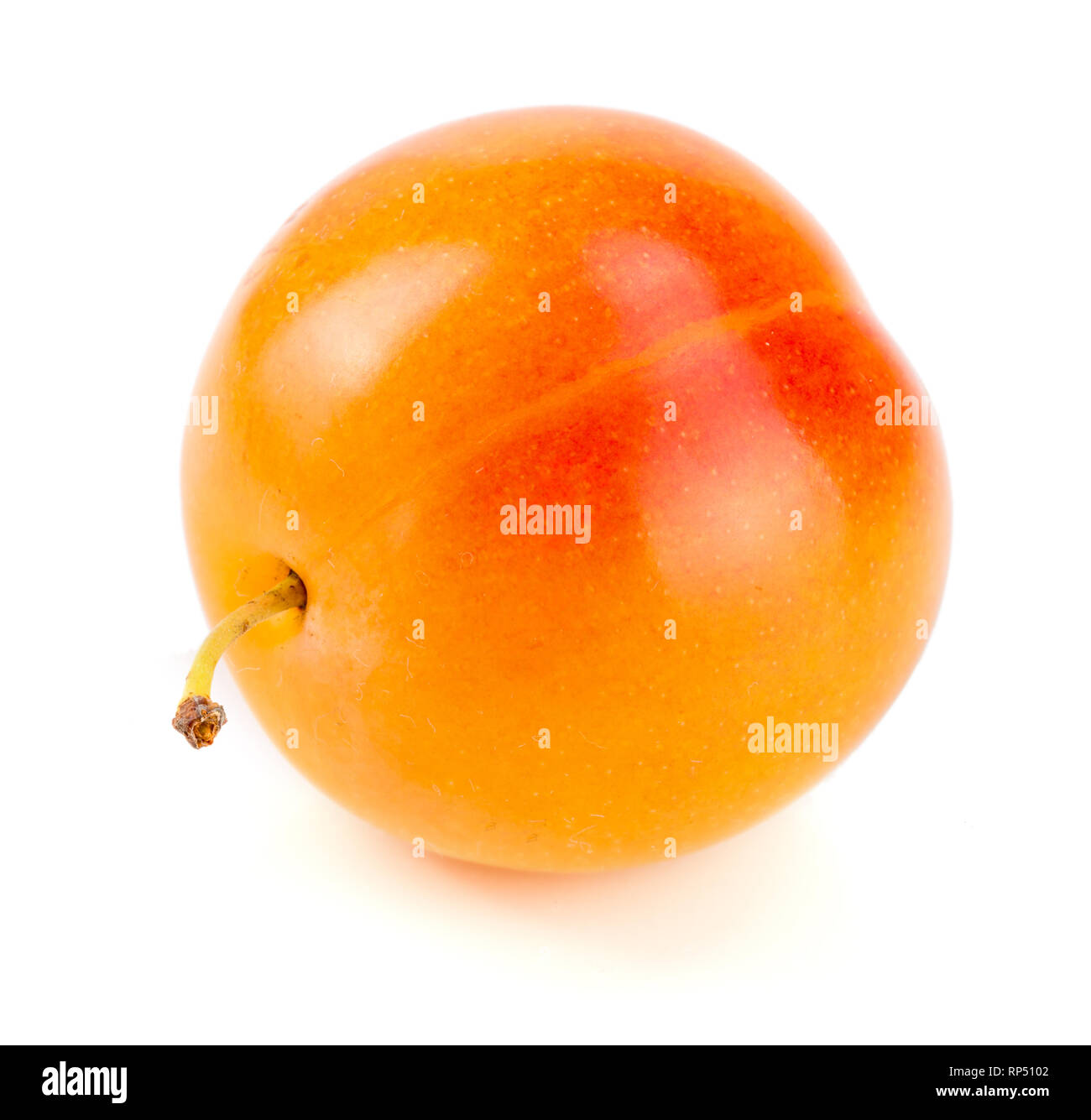 One yellow plum isolated on white background Stock Photo - Alamy