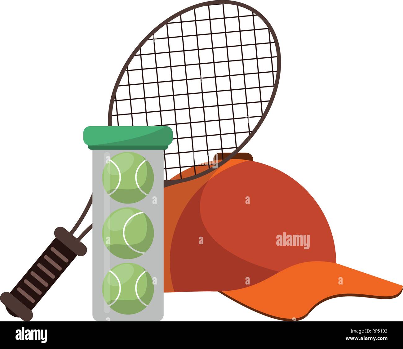 tennis racket balls and hat Stock Vector Image & Art - Alamy