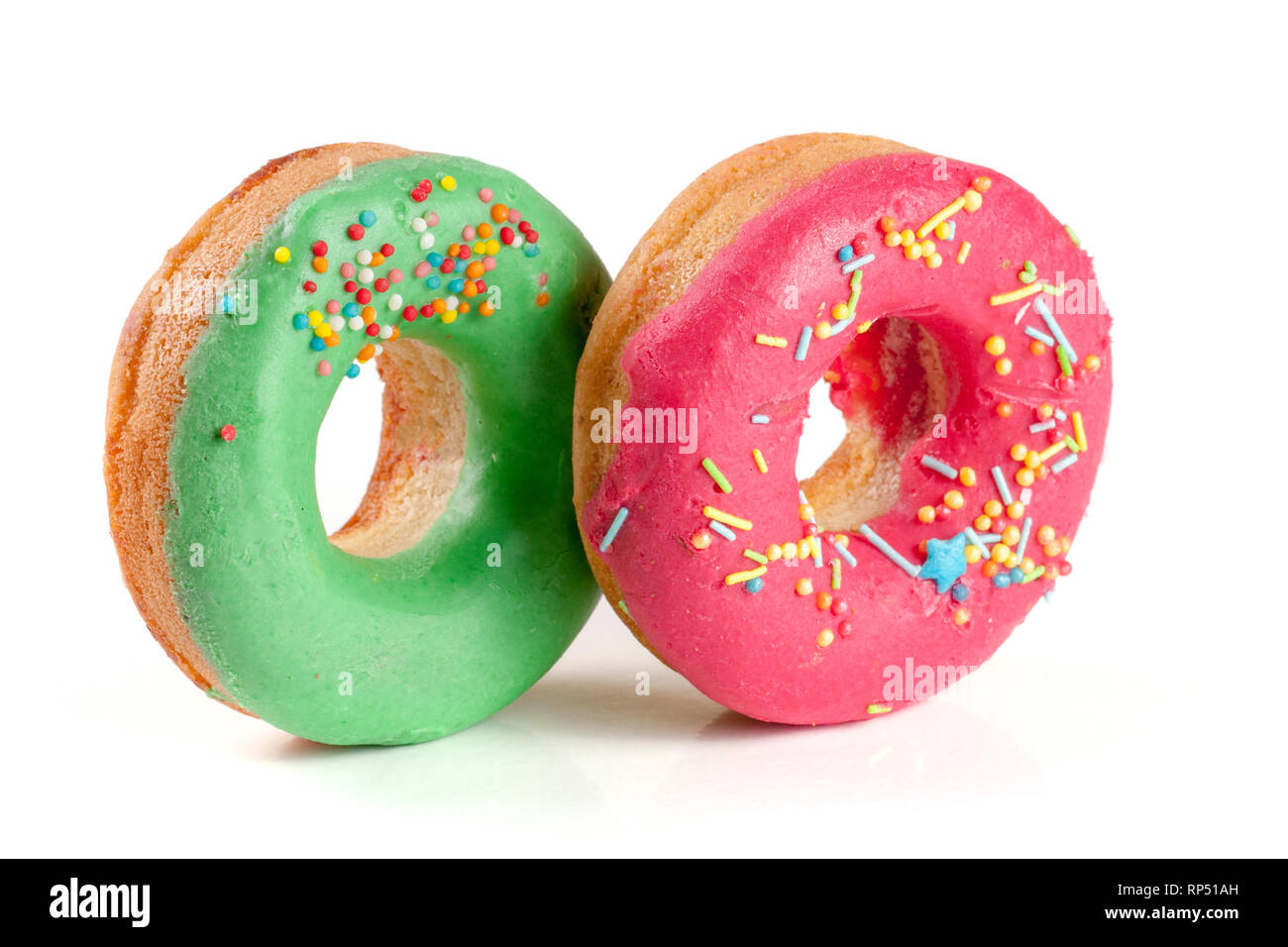 two glazed donut isolated on white background Stock Photo - Alamy