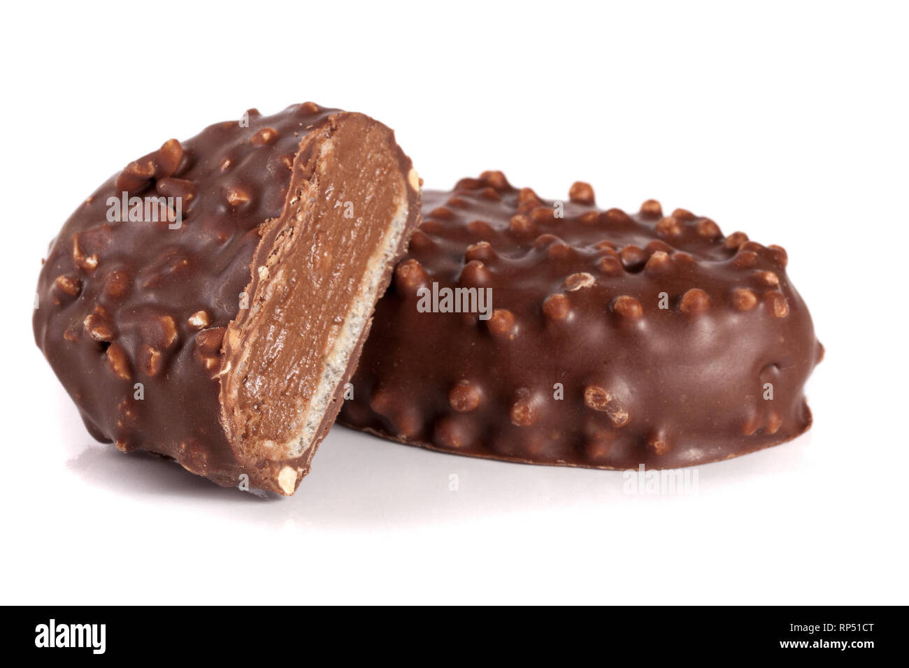 chocolate candy with cream filling isolated on white background Stock ...