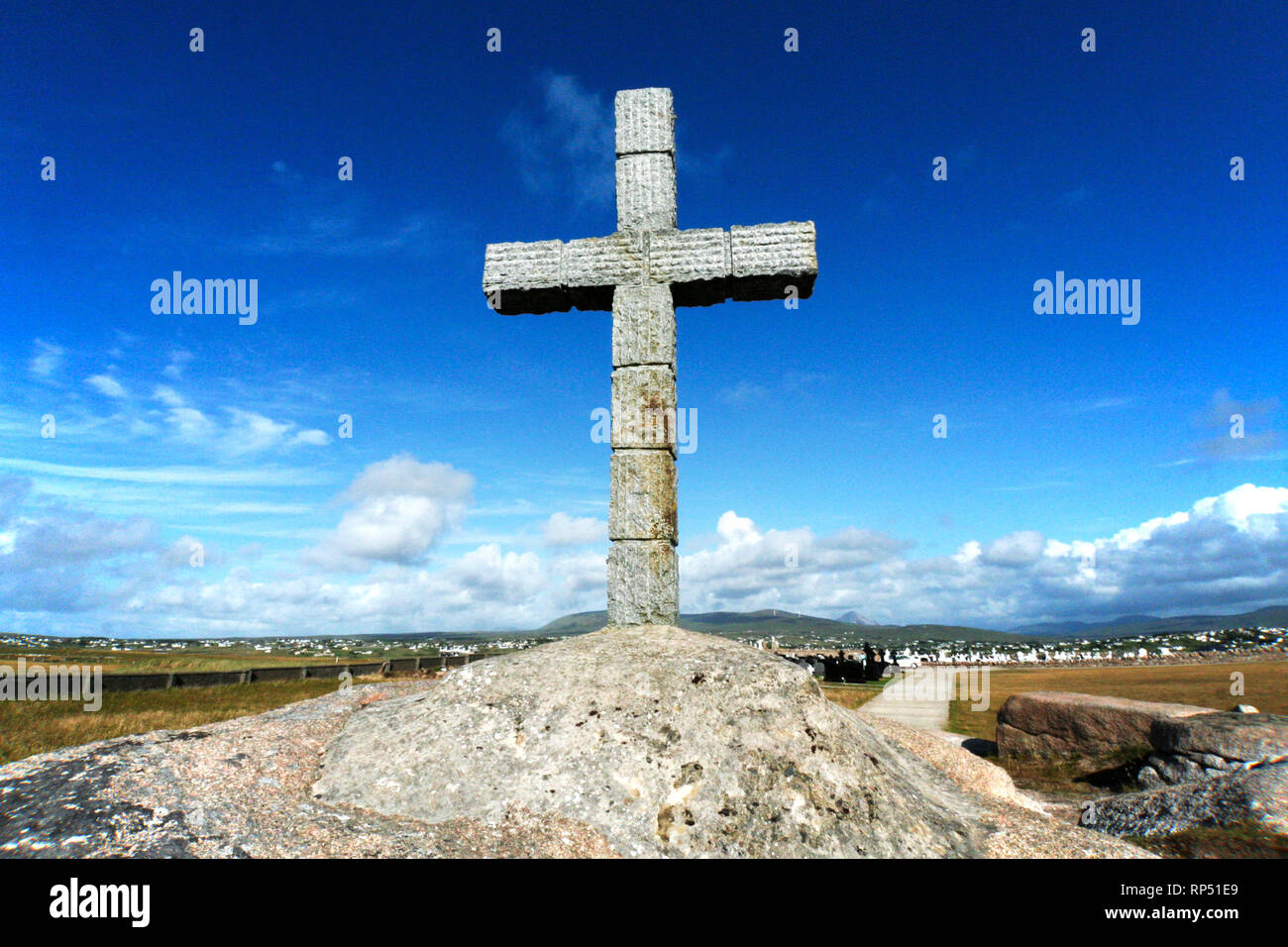 Large Stone Cross looking over Maheragallon Cemetery, Derrybeg ...