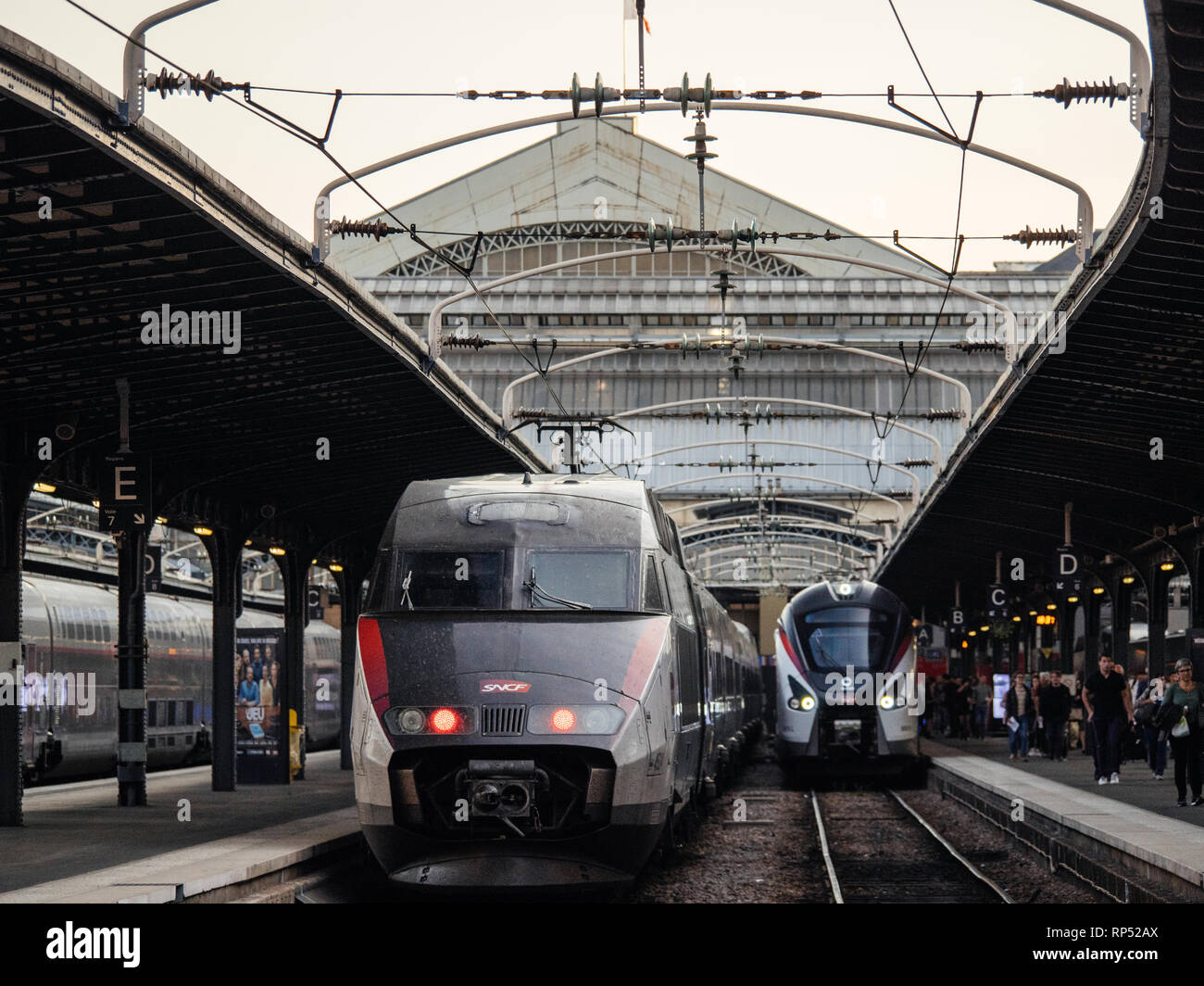 PARIS, FRANCE - OCT 13, 2018: People walking on the platform of Gare de ...