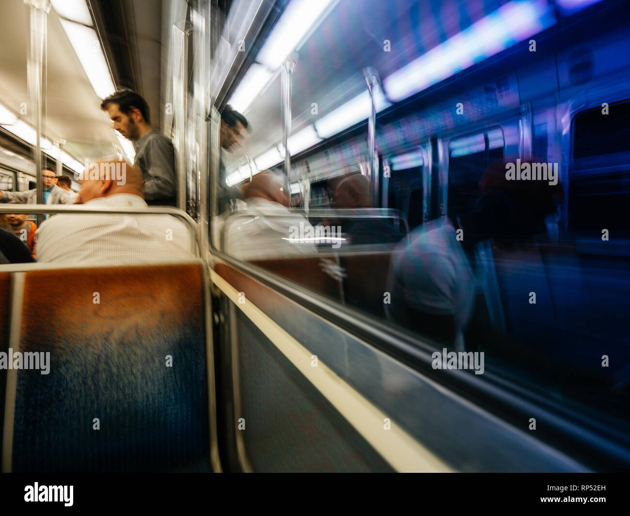 PARIS, FRANCE - OCT 13, 2018: People commuting inside the traditional ...