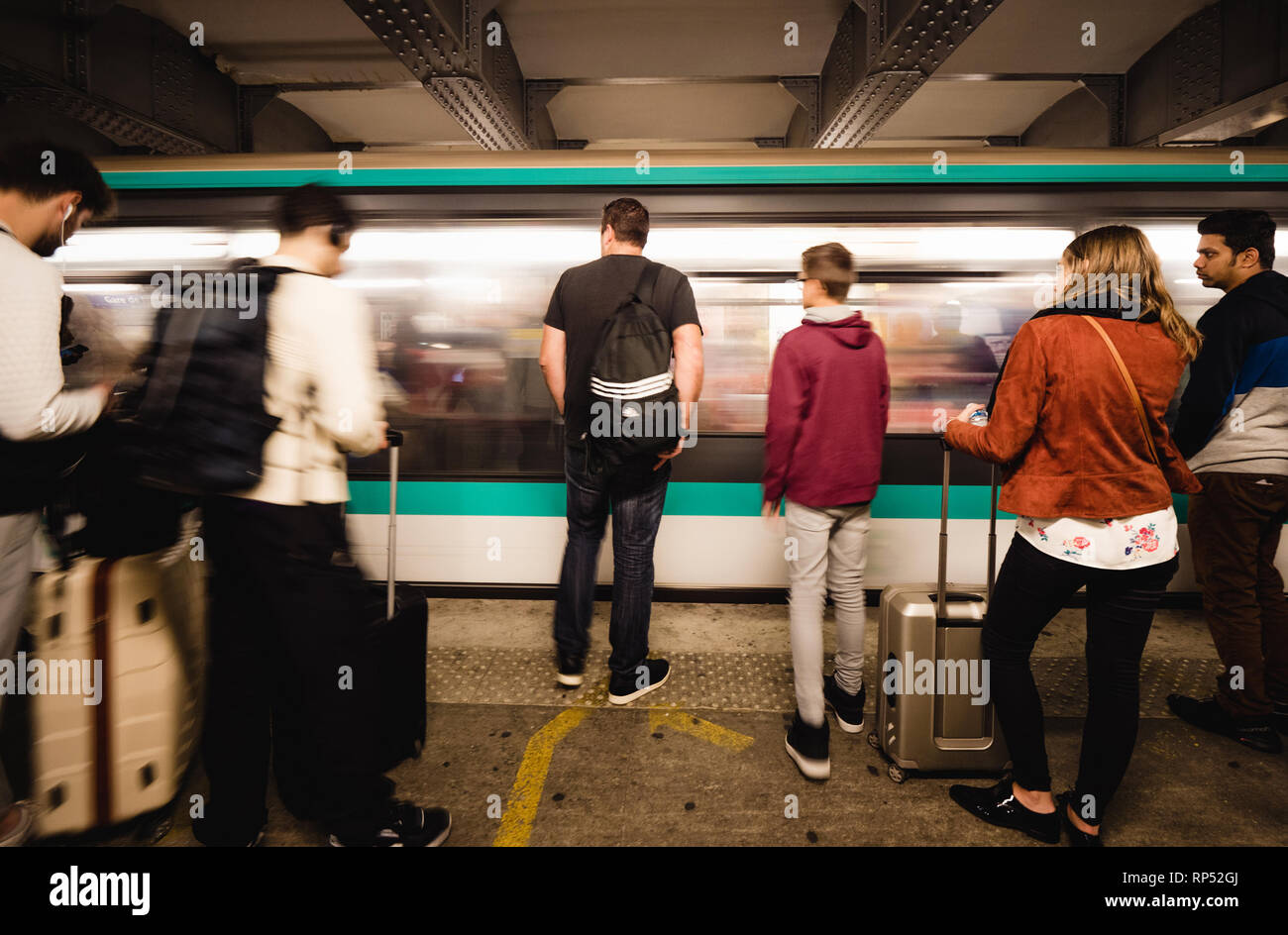 PARIS, FRANCE - OCT 13, 2018: Fast train walking fast as commuters ...