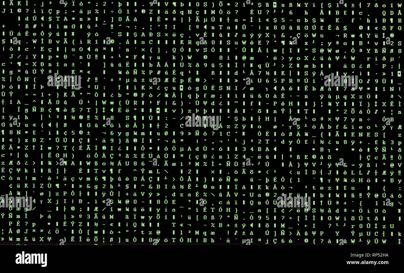 many green random characters on the computer monitor after software ...