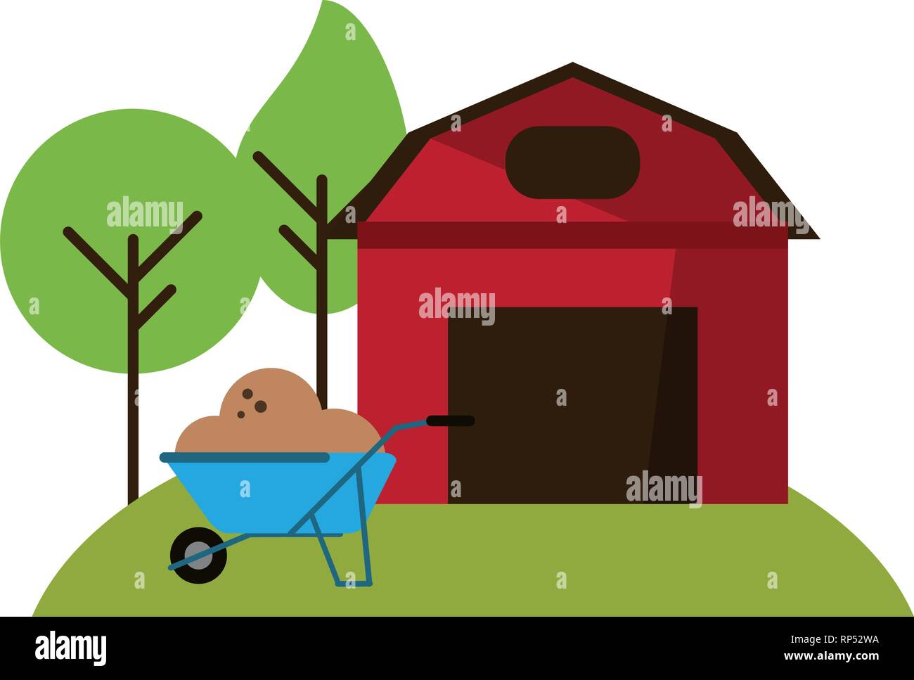 Farm house and wheelbarrow with ground Stock Vector Image & Art - Alamy