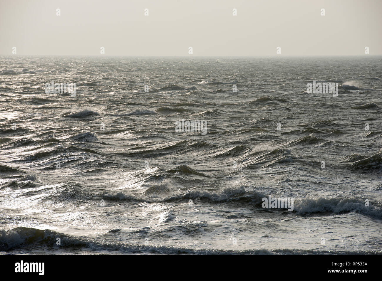 Water surface on a windy day in the north sea with waves and rough sea ...