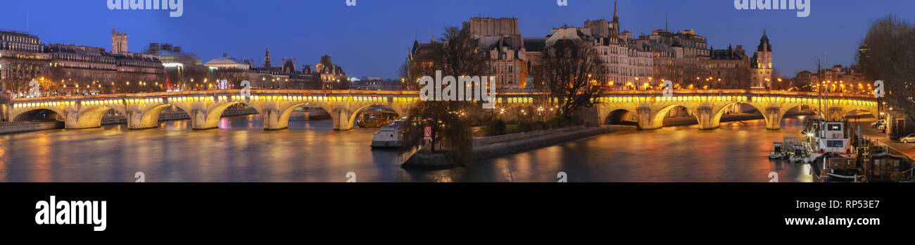 Pont neuf bridge river seine night view hi-res stock photography and ...