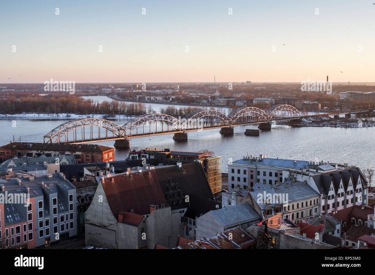 View of Riga on a late winter afternoon from the top of St. Peter's ...