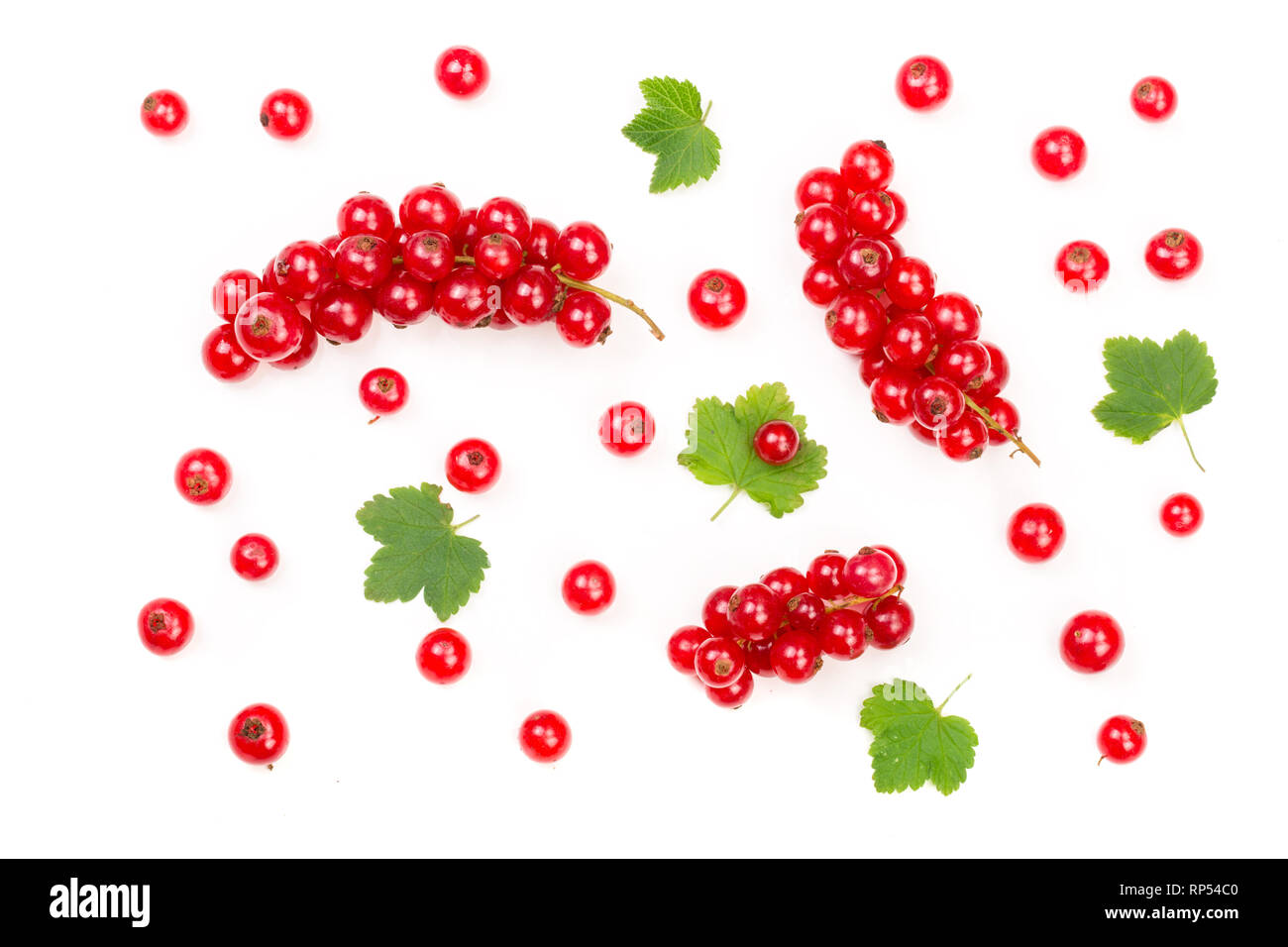 Red currant berries with leaf isolated on white background Stock Photo ...