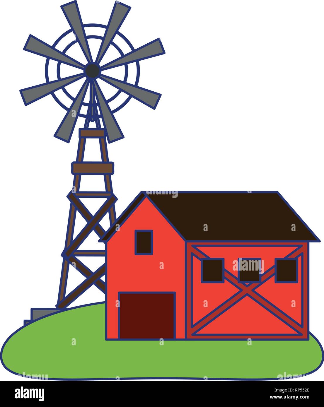 Farm house and windmill symbol Stock Vector Image & Art - Alamy