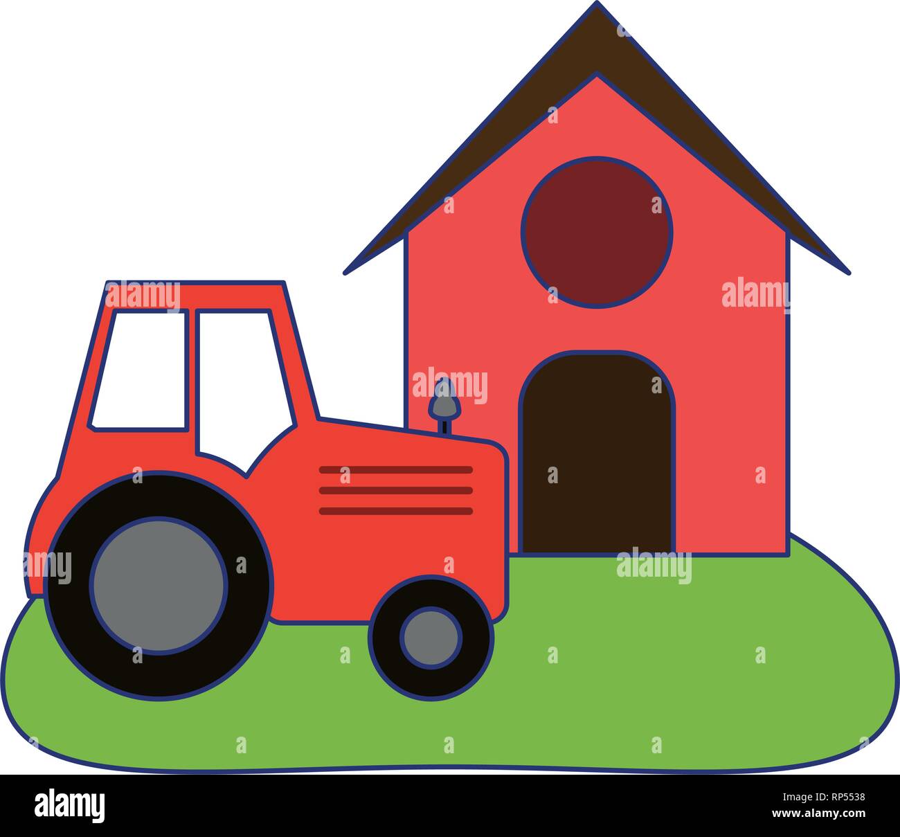 Farm house and tractor Stock Vector Image & Art - Alamy