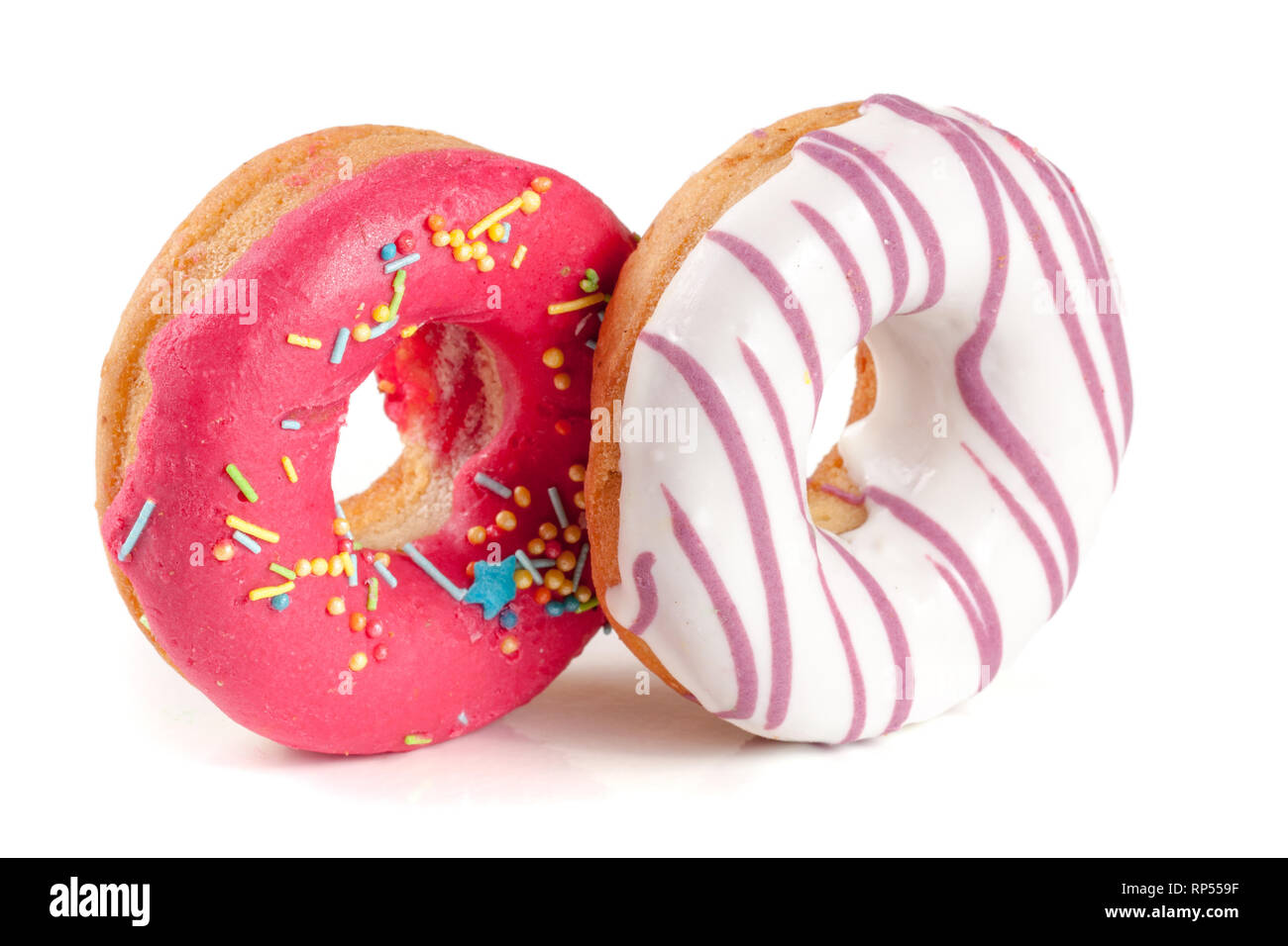 two glazed donut isolated on white background Stock Photo - Alamy