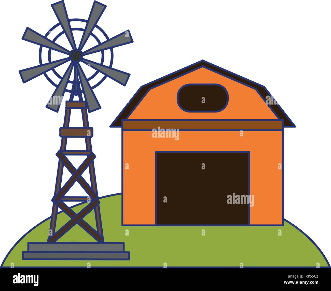 farm house and windmill Stock Vector Image & Art - Alamy