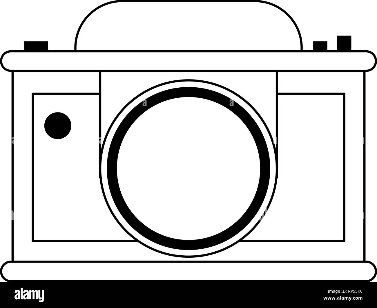 vintage photographic camera symbol in black and white Stock Vector ...