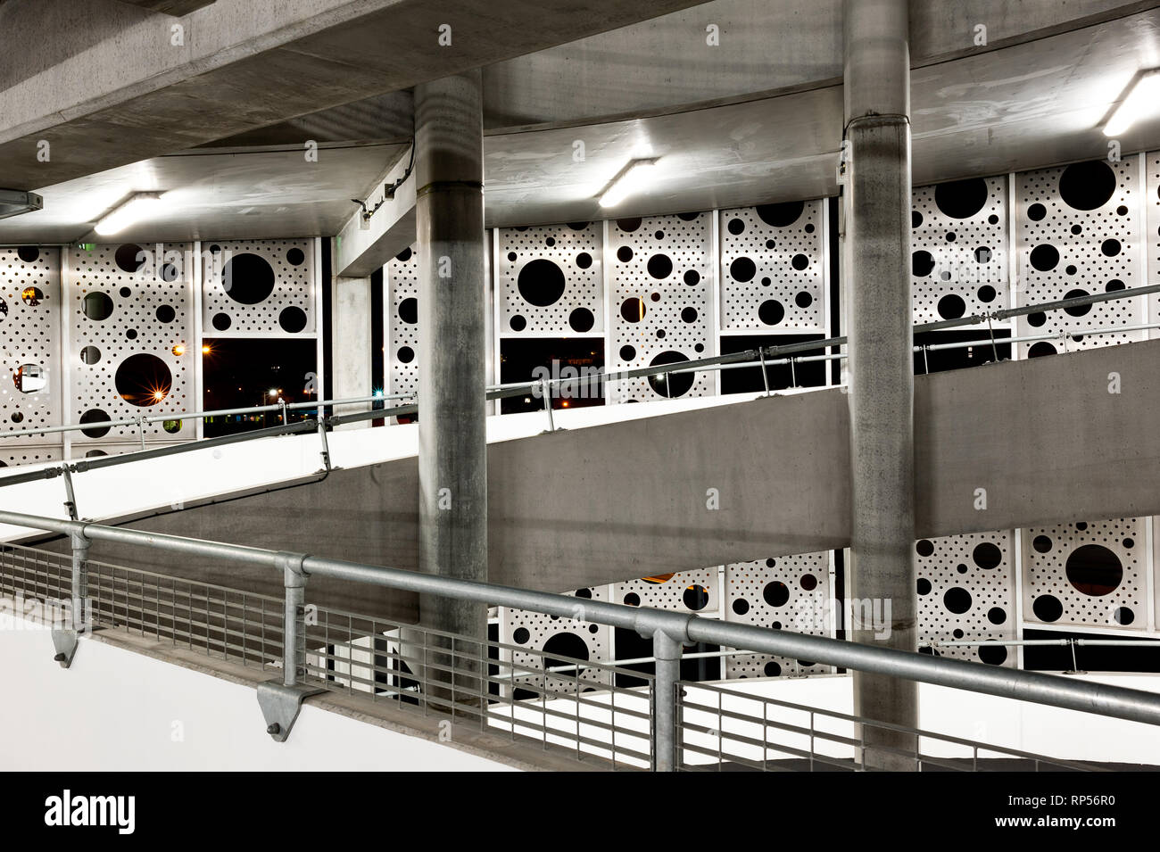 Interior and exterior views of the Hydro multistory car park building ...
