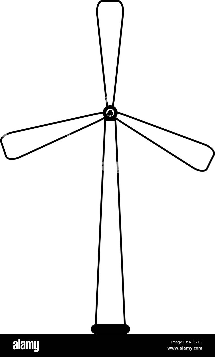 Wind turbine eolic energy in black and white Stock Vector Image & Art ...