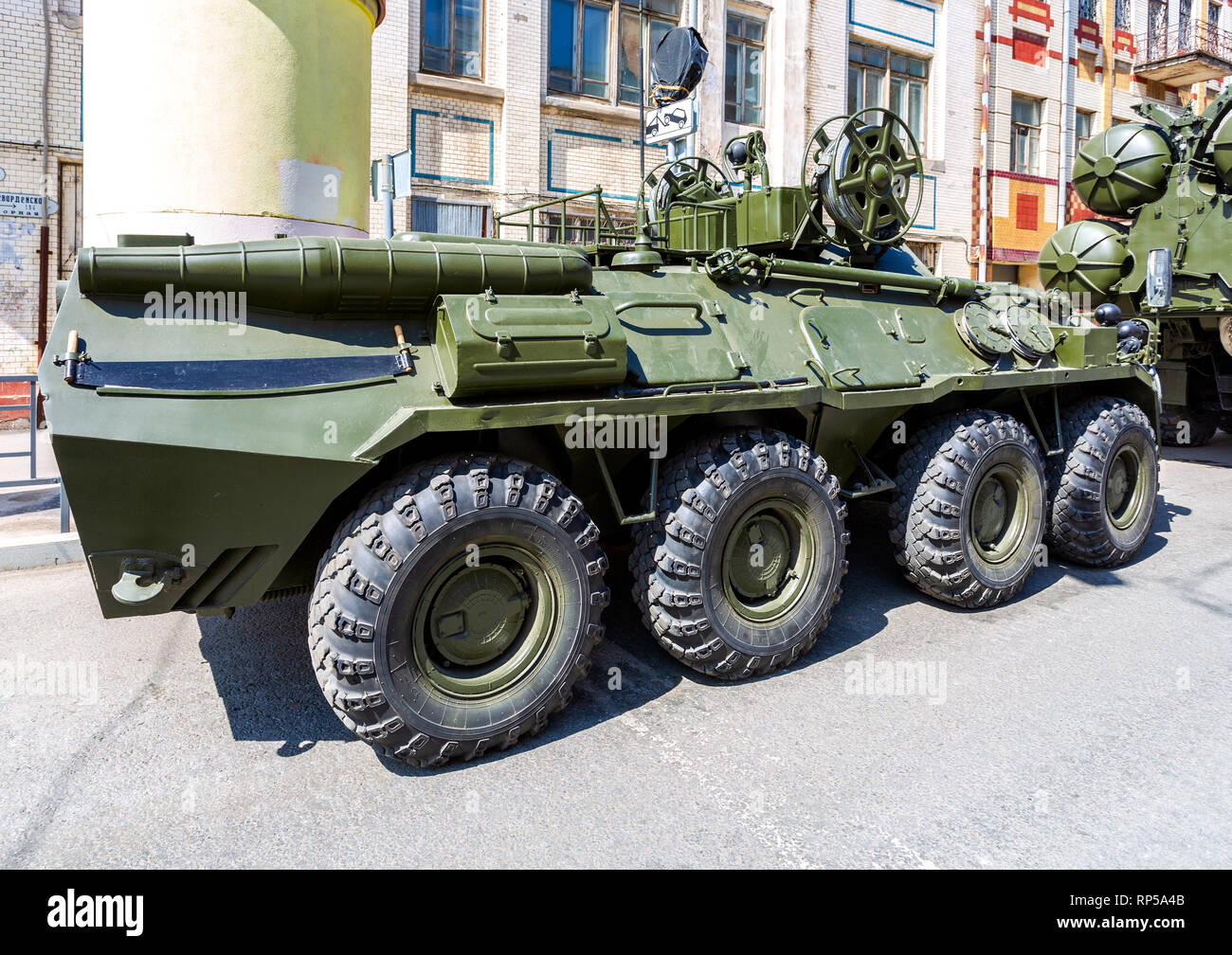 Samara, Russia - May 5, 2018: Wheeled armored recovery vehicle ARV-K ...