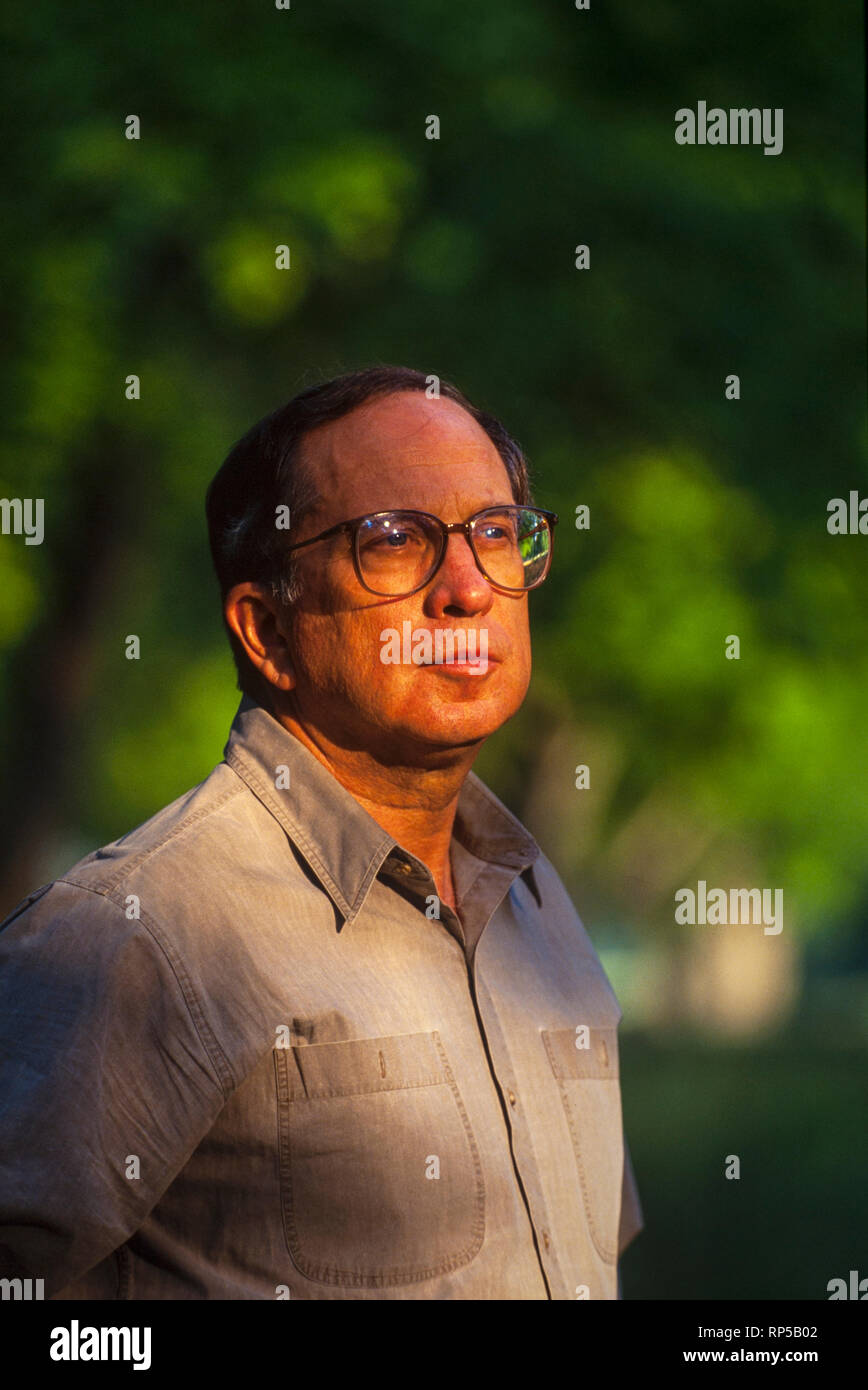 UNITED STATES SENATOR SAM NUNN ON HIS TREE FARM IN PERRY, GEORGIA Stock ...