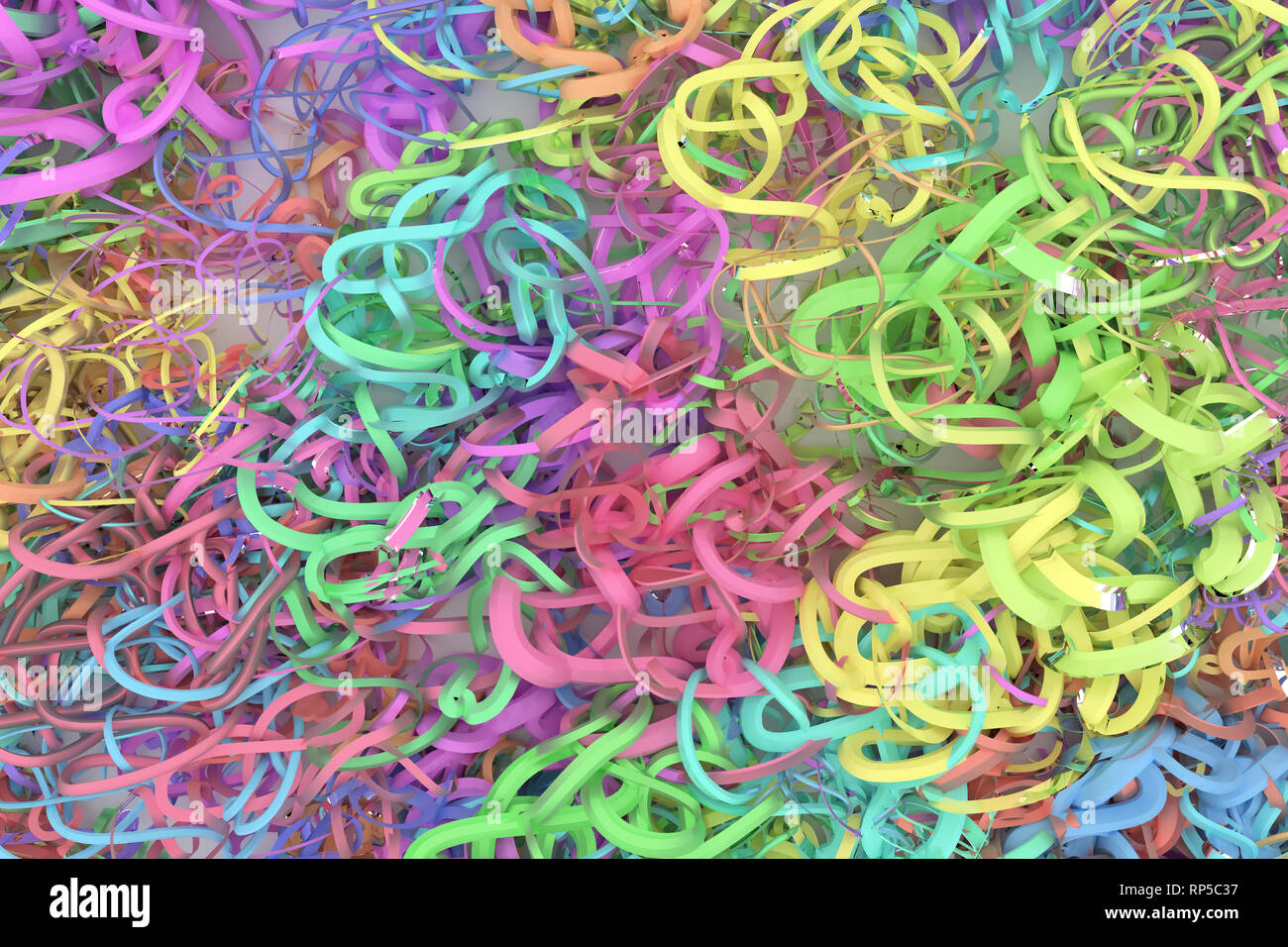 CGI composition, messy string geometric, for design texture or title ...