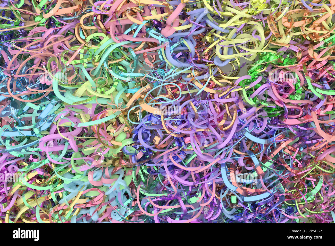 CGI composition, messy string geometric, for design texture or title ...