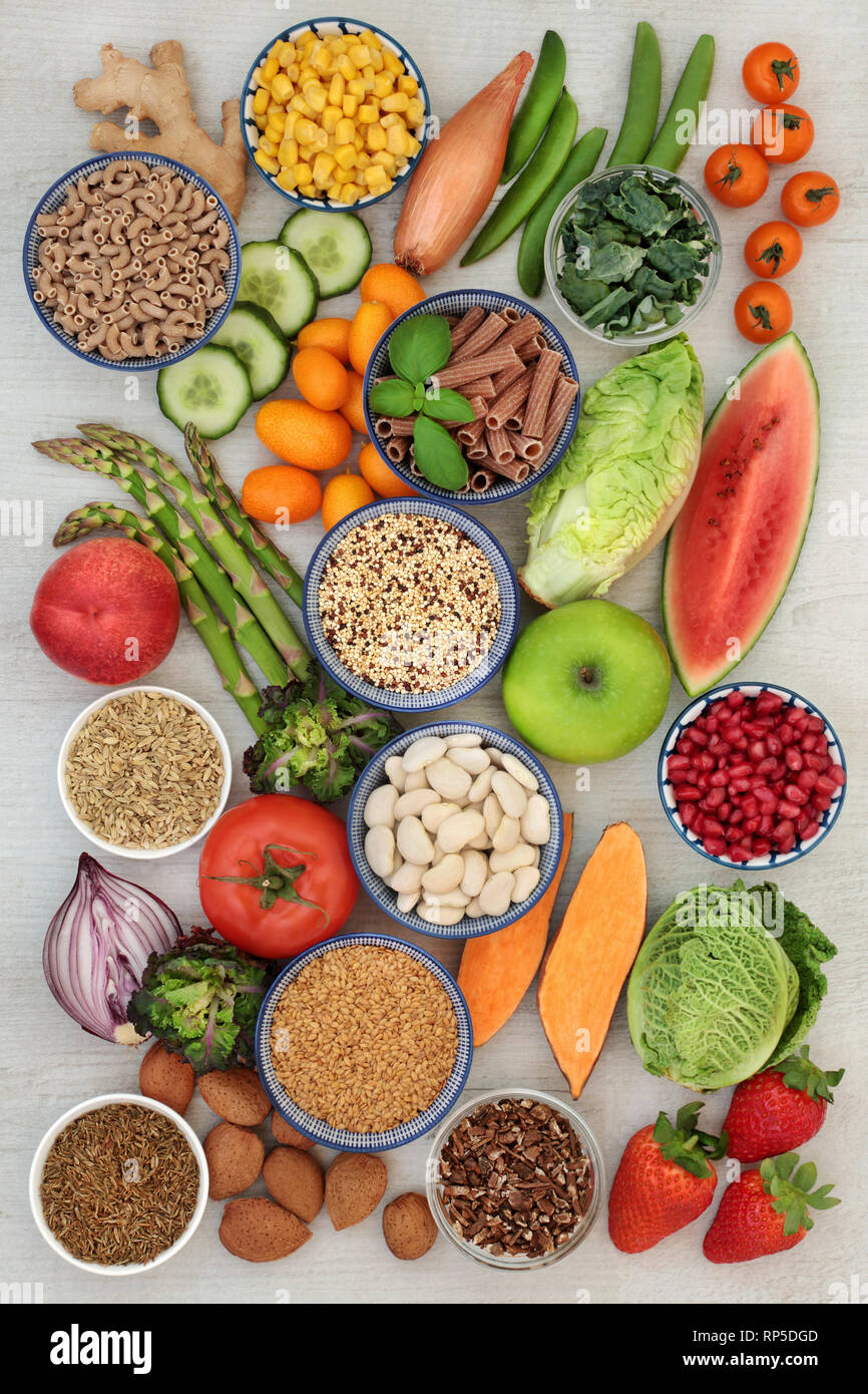 Alkaline super food concept for ph balance with fresh fruit,vegetables ...