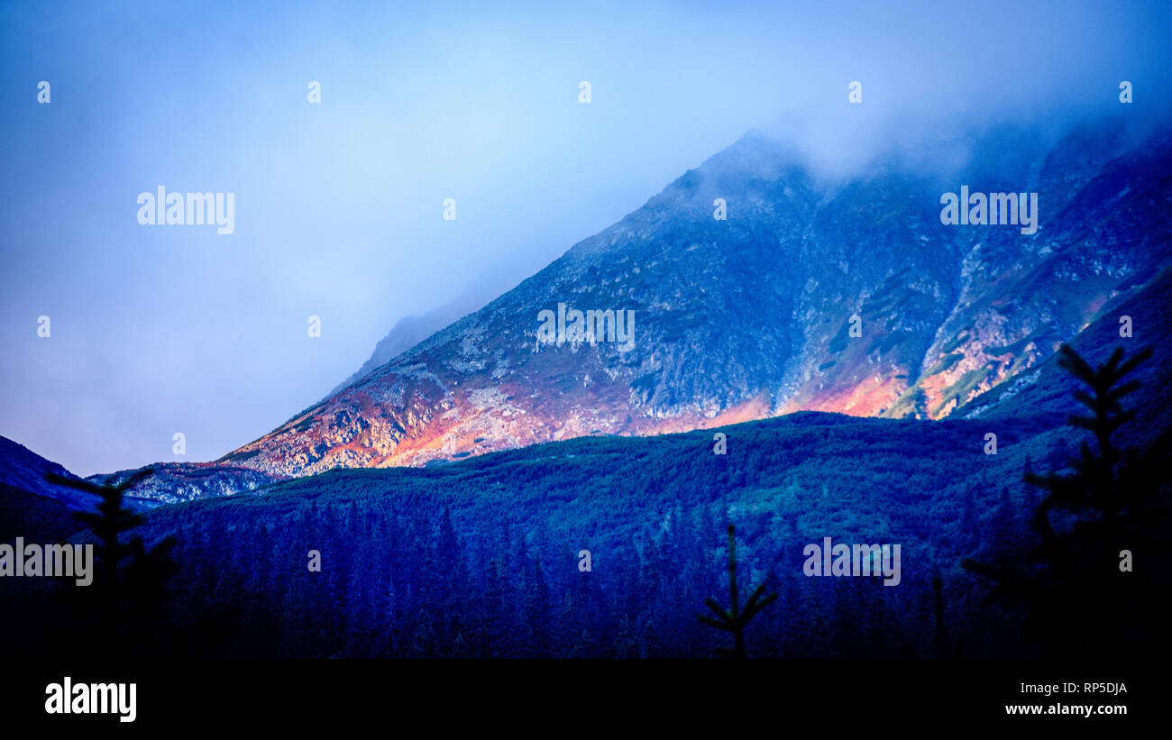 slovakian Tatra mountain high peaks on the blue sky background with ...