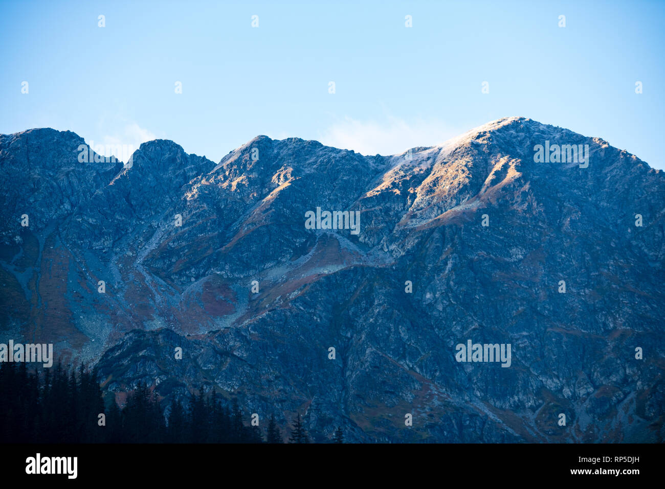 slovakian Tatra mountain high peaks on the blue sky background with ...