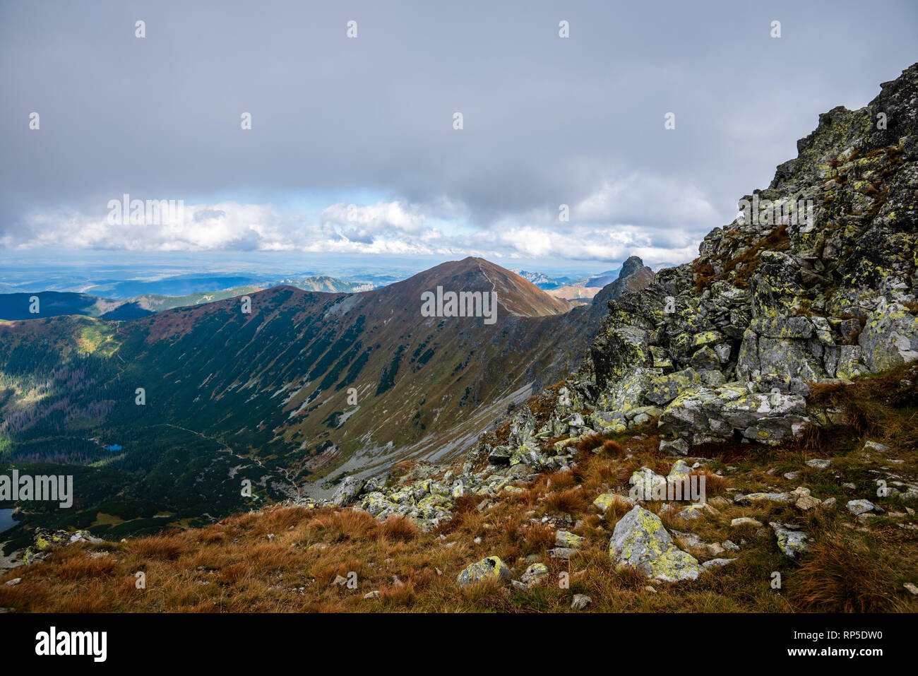 slovakian Tatra mountain high peaks on the blue sky background with ...