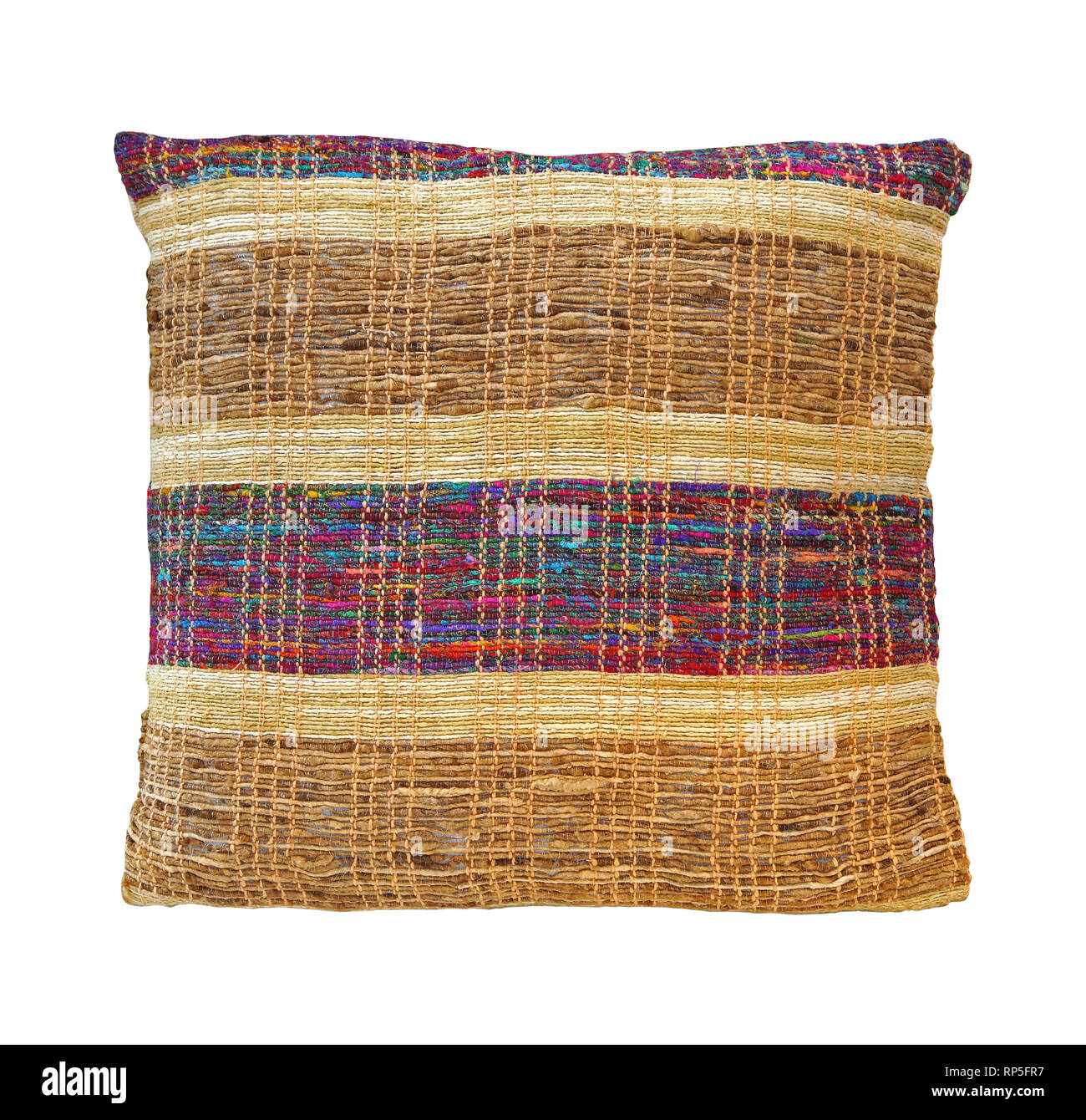 One Colourful Pillow Home Decor With Straps Isolated Stock Photo - Alamy