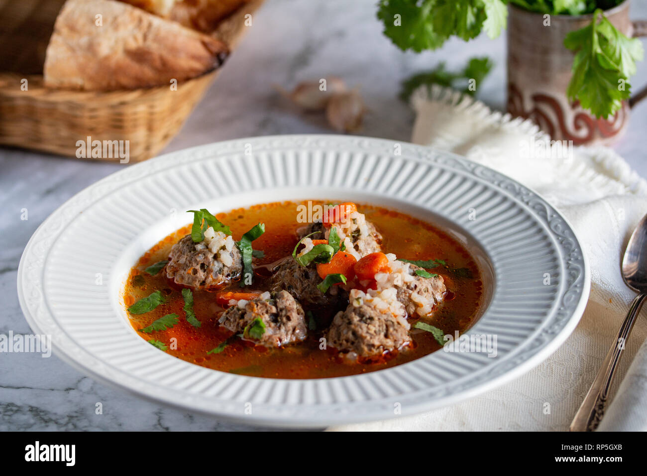 Georgian meatball soup gufta Stock Photo - Alamy