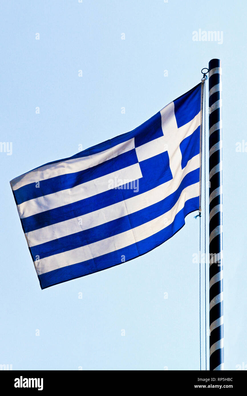 National flag of Greece flying at wing Stock Photo - Alamy