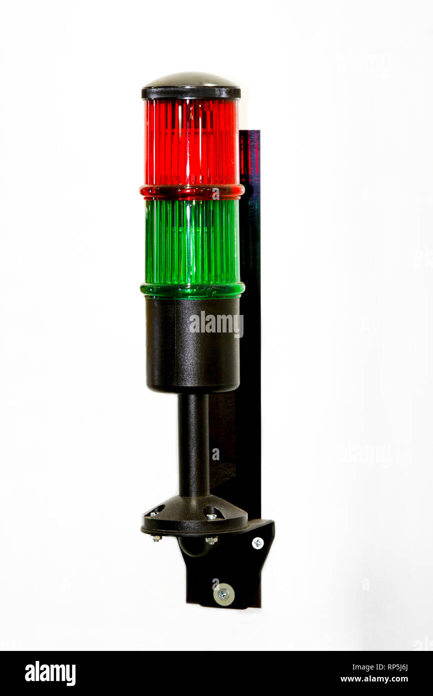 Red and green light at machinery equipment Stock Photo - Alamy