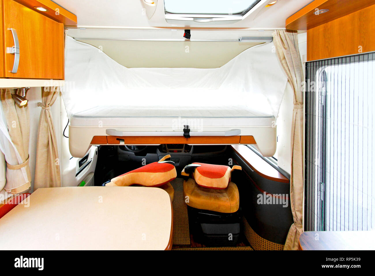Down position of bunk bed in motor home Stock Photo - Alamy