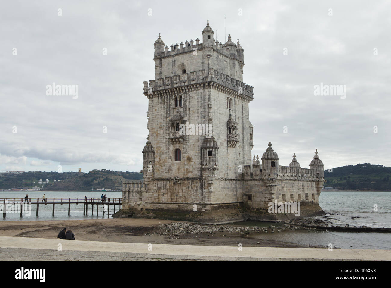 Belém Tower (Torre de Belém) designed by Portuguese architect Francisco ...