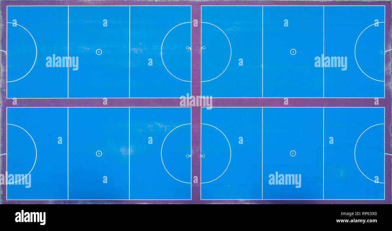 Four brand new netball courts - aerial view Stock Photo - Alamy