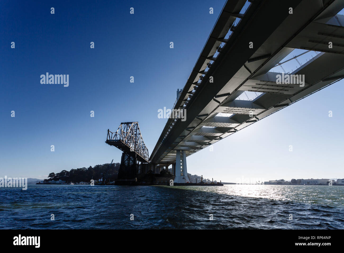 Last remaining pieces and tower of old Bay Bridge in San Francisco seen ...