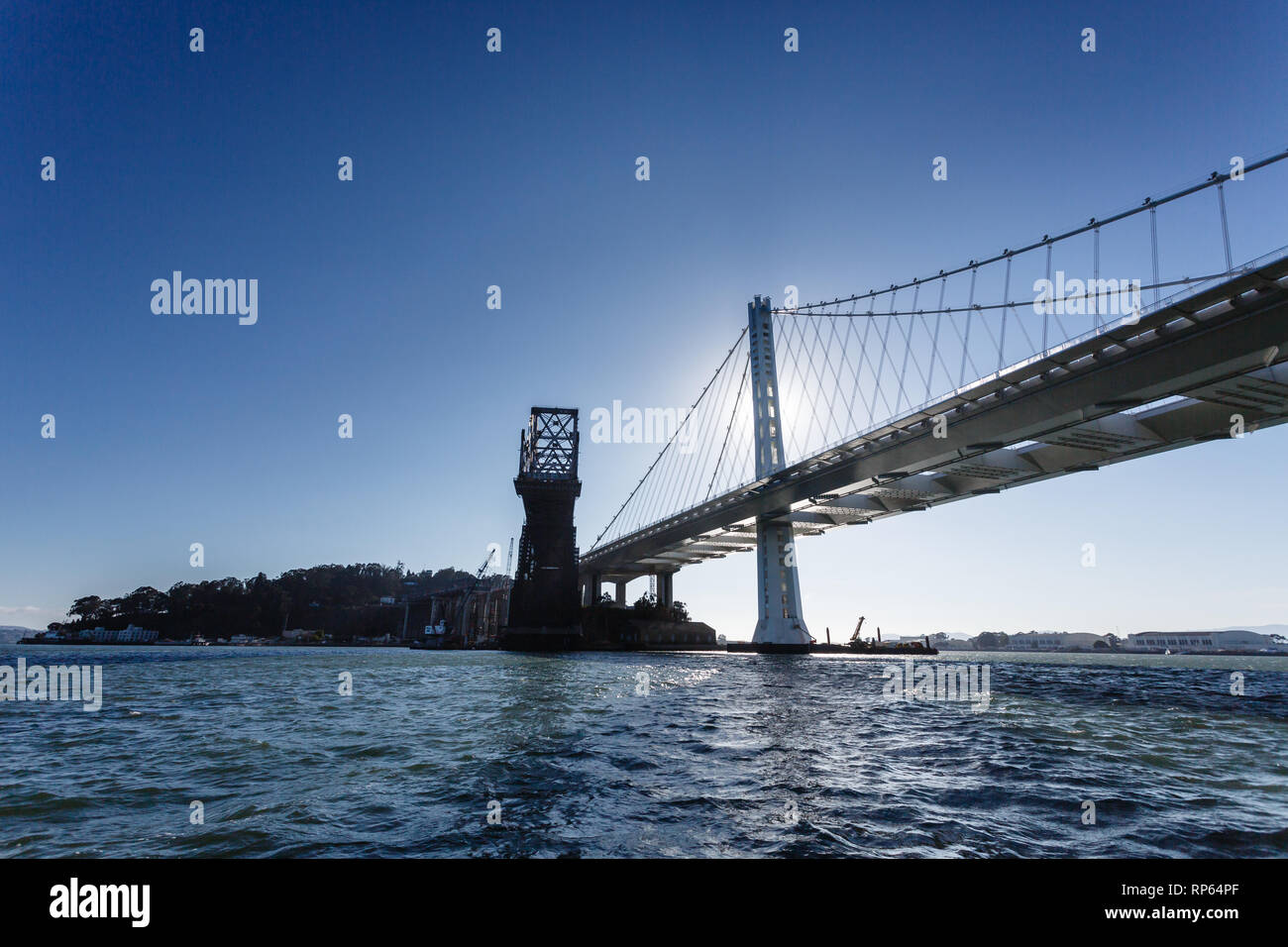 Last remaining pieces and tower of old Bay Bridge in San Francisco seen ...